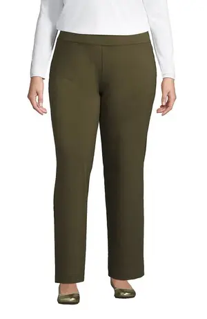 LANDS' END LANDS' END Starfish Mid Rise Straight Leg Knit Pants Forest Moss