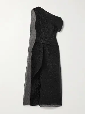 open lace back dress Black One-Shoulder Feather Sleeve Mini Dress  trinarosh
