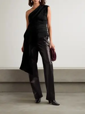 Bottega Veneta Asymmetric Draped Pleated Crepe Top