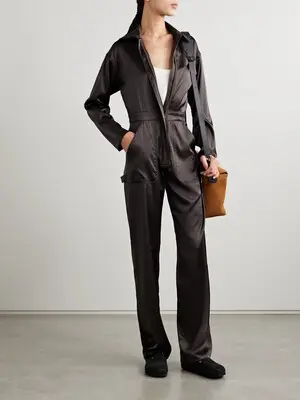 RIVET UTILITY Powerhouse Silk-blend Satin Jumpsuit