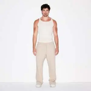 SKIMS Mens Classic Straight Leg Pants | Grey | Xl | Fleece Lounge Desert Heather
