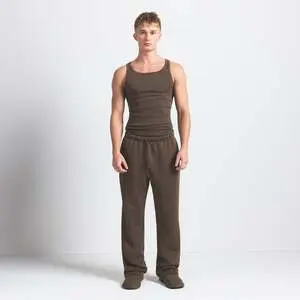 SKIMS Mens Classic Straight Leg Pants | Grey | Xl | Fleece Lounge Driftwood
