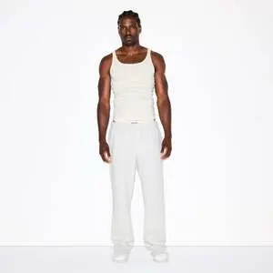 SKIMS Classic Straight Leg Pants | Grey | | Fleece Lounge - Light Heather Grey
