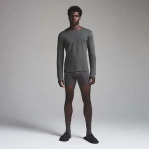 SKIMS Mens Classic Long Sleeve T Shirt | White | Xs | Cotton Deep Sea