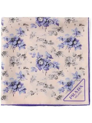 Prada Azalea-print Silk Scarf