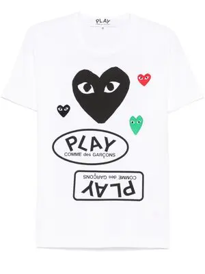 Play Comme Des Garcon Heart-patch T-shirt - White