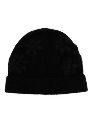 ONEFIFTEEN Floral-embroidered Knit Beanie - Black