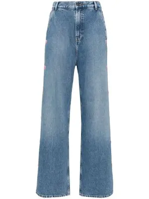 Mira Mikati Heart-embroidered Straight Leg Jeans