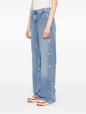 Mira Mikati Heart-embroidered Straight Leg Jeans