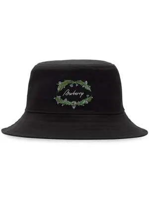 Burberry Embroidered Logo Bucket Hat - Black