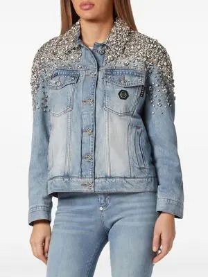 Philipp Plein Crystal-embellished Denim Jacket