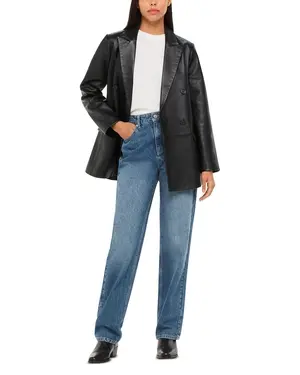 Whistles Aliza Waisted Leather Blazer