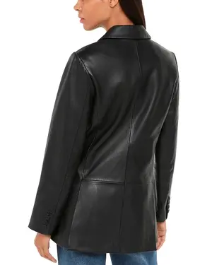 Whistles Aliza Waisted Leather Blazer