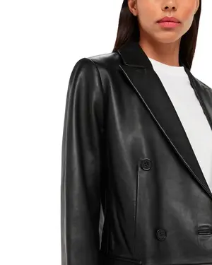 Whistles Aliza Waisted Leather Blazer