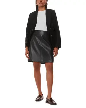 Whistles A-line Leather Skirt - Black