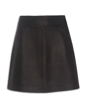 Whistles A-line Leather Skirt - Black