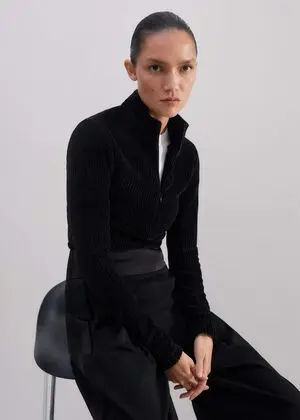 ME+EM Fluid Cord Velour Slim Fit Top