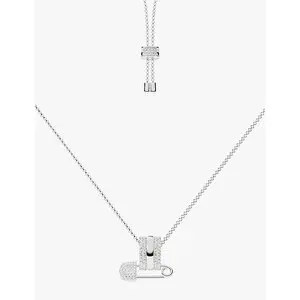 APM MONACO Safety Pin Sterling And Cubic Zirconia Necklace