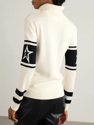 Perfect Moment Schild Intarsia Merino Wool Turtleneck Sweater