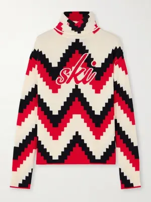 Perfect Moment Intarsia Merino Wool Turtleneck Sweater - Multi