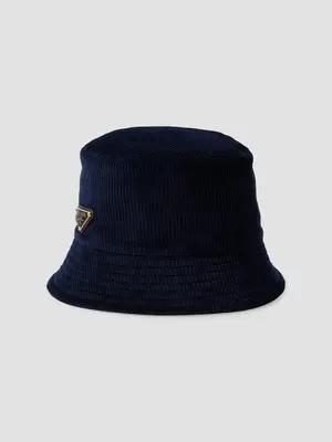 Prada Corduroy Bucket Hat Blue