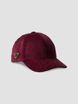 Prada Corduroy Baseball Cap Dark Red