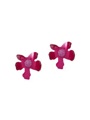 Lele Sadoughi Lily 14k Gold-plated, Acetate & Crystal Button Earrings - Raspberry
