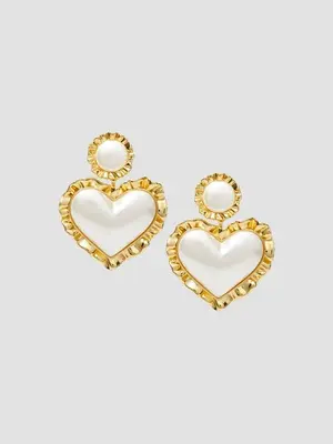 Lele Sadoughi 14k Gold-plated & Resin Heart Drop Earrings - Pearl