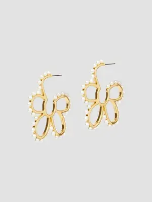 Lele Sadoughi Daisy 14k Gold-plated & Faux Hoop Earrings - Pearl