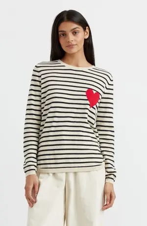 Chinti & Parker Breton Heart Wool & Cashmere Sweater - Cream