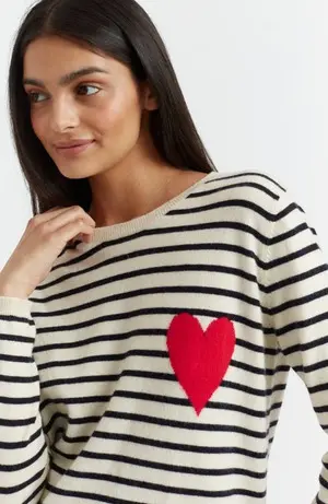 Chinti & Parker Breton Heart Wool & Cashmere Sweater - Cream