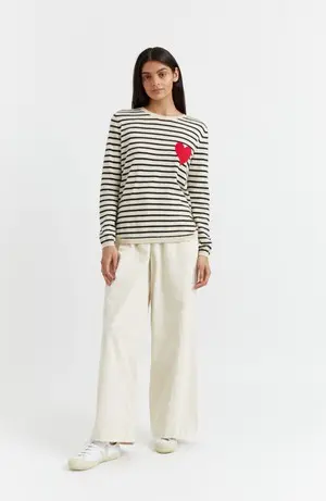 Chinti & Parker Breton Heart Wool & Cashmere Sweater - Cream