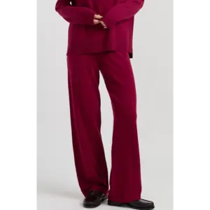 Chinti & Parker Wool Cashmere Wide Leg Track Pants - Cherry