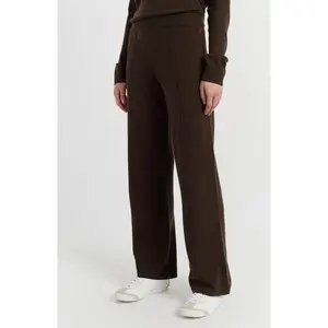 Chinti & Parker Wool Cashmere Wide Leg Track Pants - Chocolate