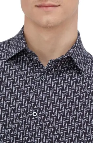 Bugatchi James Ooohcotton® Champagne Print Button-up Shirt