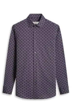 Bugatchi James Ooohcotton® Champagne Print Button-up Shirt