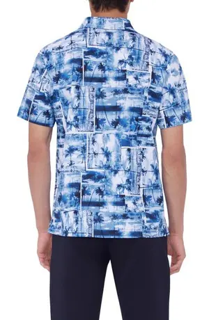 Bugatchi Hendrix Digital Tropical Print Pima Cotton Polo - Classic Blue
