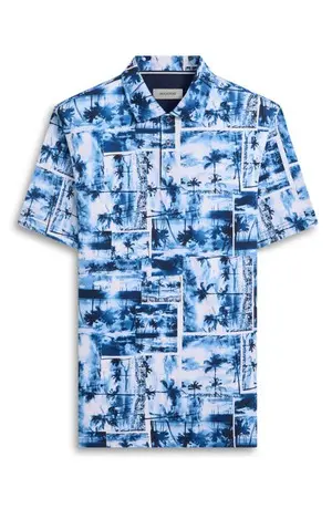 Bugatchi Hendrix Digital Tropical Print Pima Cotton Polo - Classic Blue