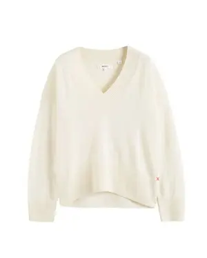 Chinti & Parker V-neck Wool Cashmere Sweater - Cream