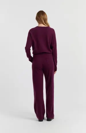 Chinti & Parker Pure Cashmere Wide Leg Pants - Mulberry