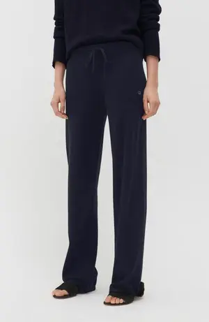 Chinti & Parker Pure Cashmere Wide Leg Pants - Navy