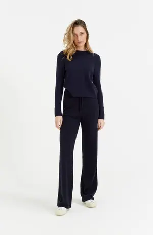 Chinti & Parker Pure Cashmere Wide Leg Pants - Navy