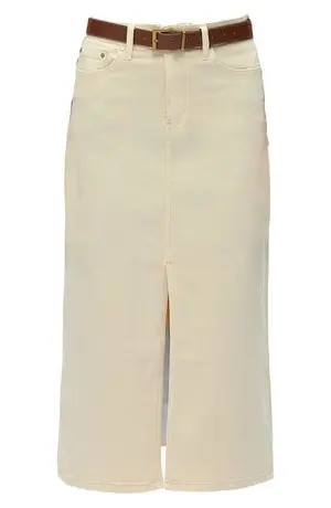BAYEAS Lila Slit Hem Denim Midi Skirt
