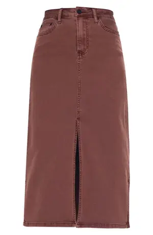 BAYEAS Lila Slit Hem Denim Midi Skirt - Cappuccino
