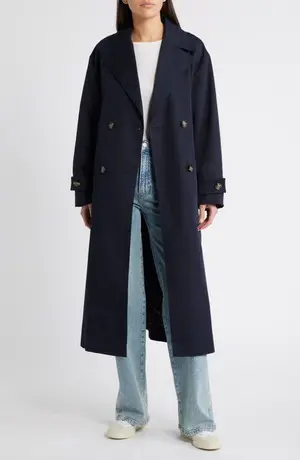 Mango Angela Water Repellent Trench Coat - Dark Navy