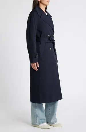 Mango Angela Water Repellent Trench Coat - Dark Navy