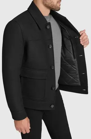 Andrew Marc Insulated Wool-blend Twill Shirt Jacket