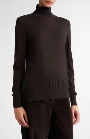 Partow Susan Turtleneck Virgin Wool Sweater - Espresso