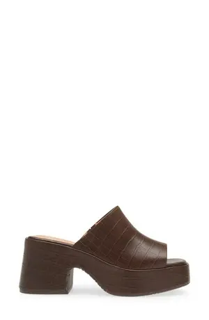 CHOCOLAT BLU Helia Platform Sandals - Brown Embossed Crocodile