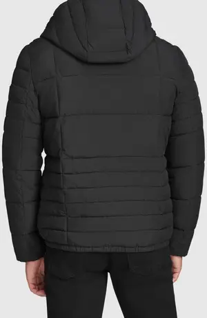 Andrew Marc Mixed Quilting Hooded Jacket